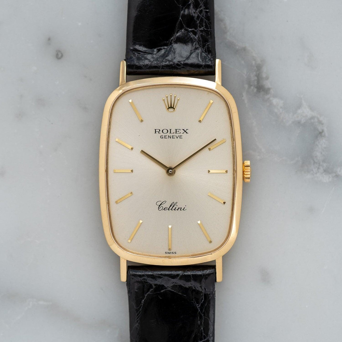 Rolex Cellini 4113 YG Rectangle / ROLEX Cellini 4113 YG Silver Dial ...